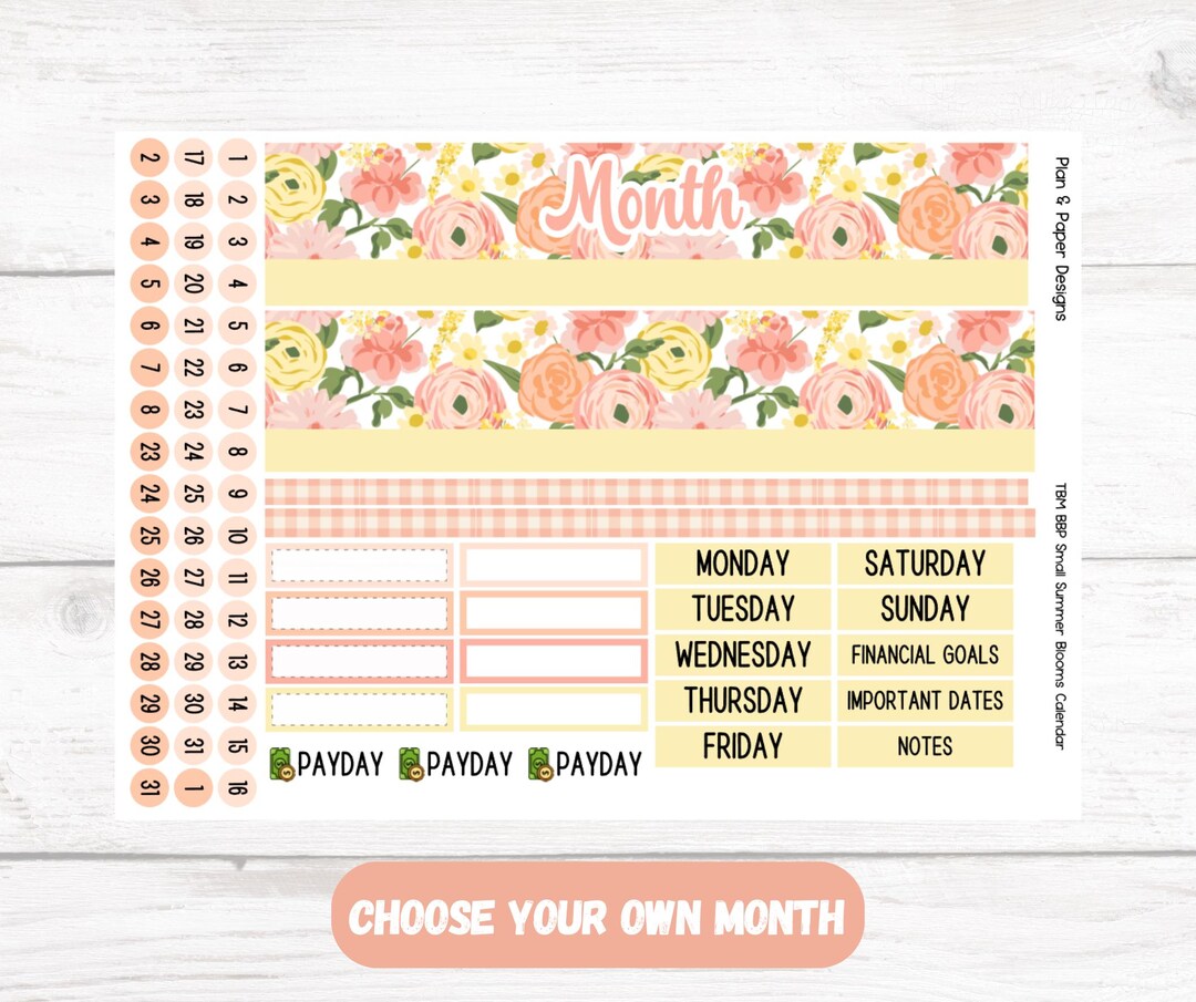 TBM Budget by Paycheck Small Calendar "summer Blooms", the Budget Mom ...