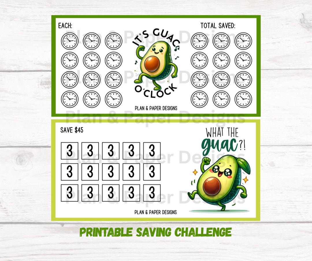 Guac My Life Saving Challenge 3x6, Cash Stuffing, Saving Challenge for ...
