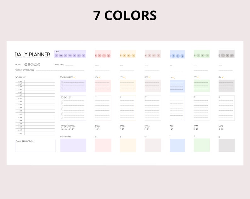 Daily Planner Printable Undated and Printable Planner 2022 - Etsy