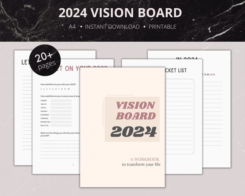 Vision Board 2024 2024 Diary Printable Workbook Manifestation Dream ...