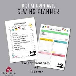 Sewing Project Planner, Printable Sewing Checklist , 2 Pages JPG ...