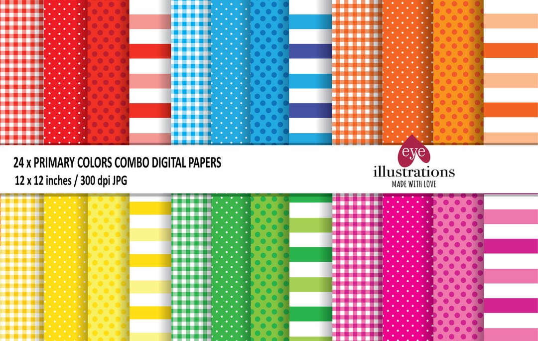 Primary Color Combination Digital Paper Pack Polka Dots - Etsy