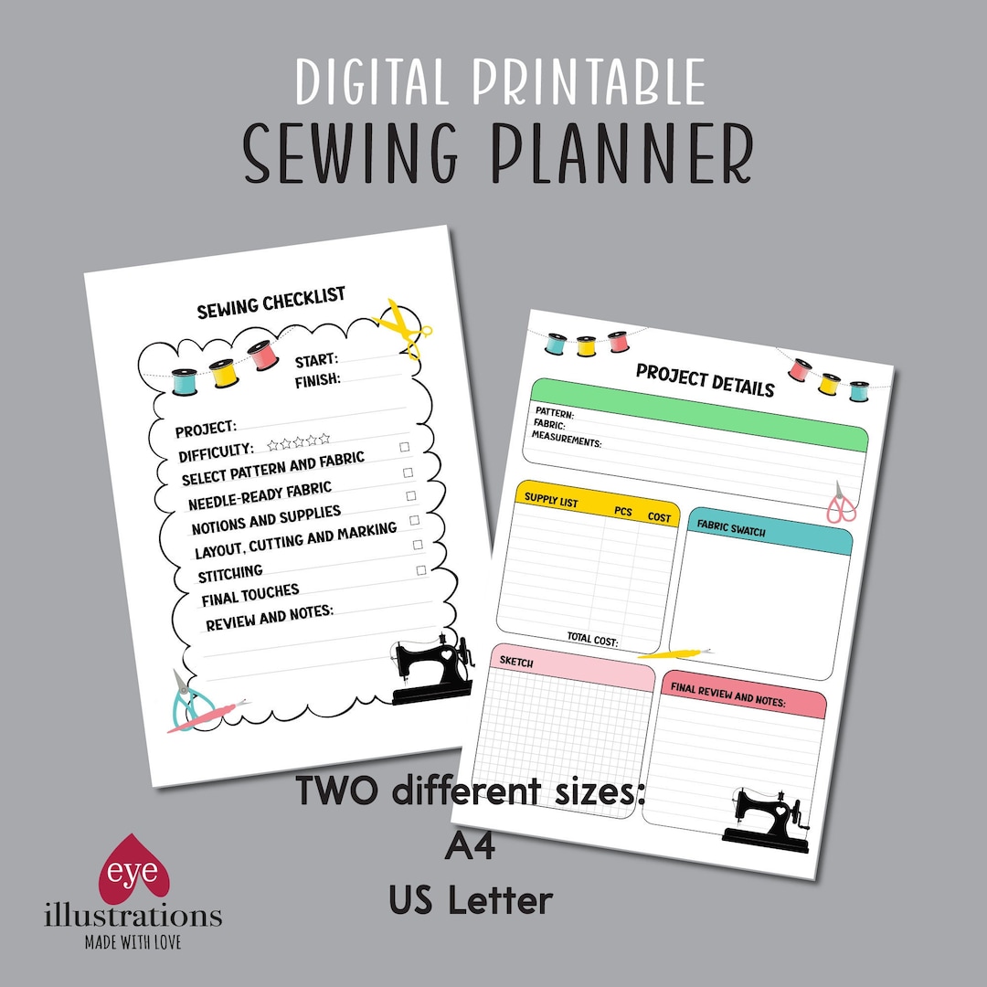 Sewing Project Planner Printable Sewing Checklist 2 Pages