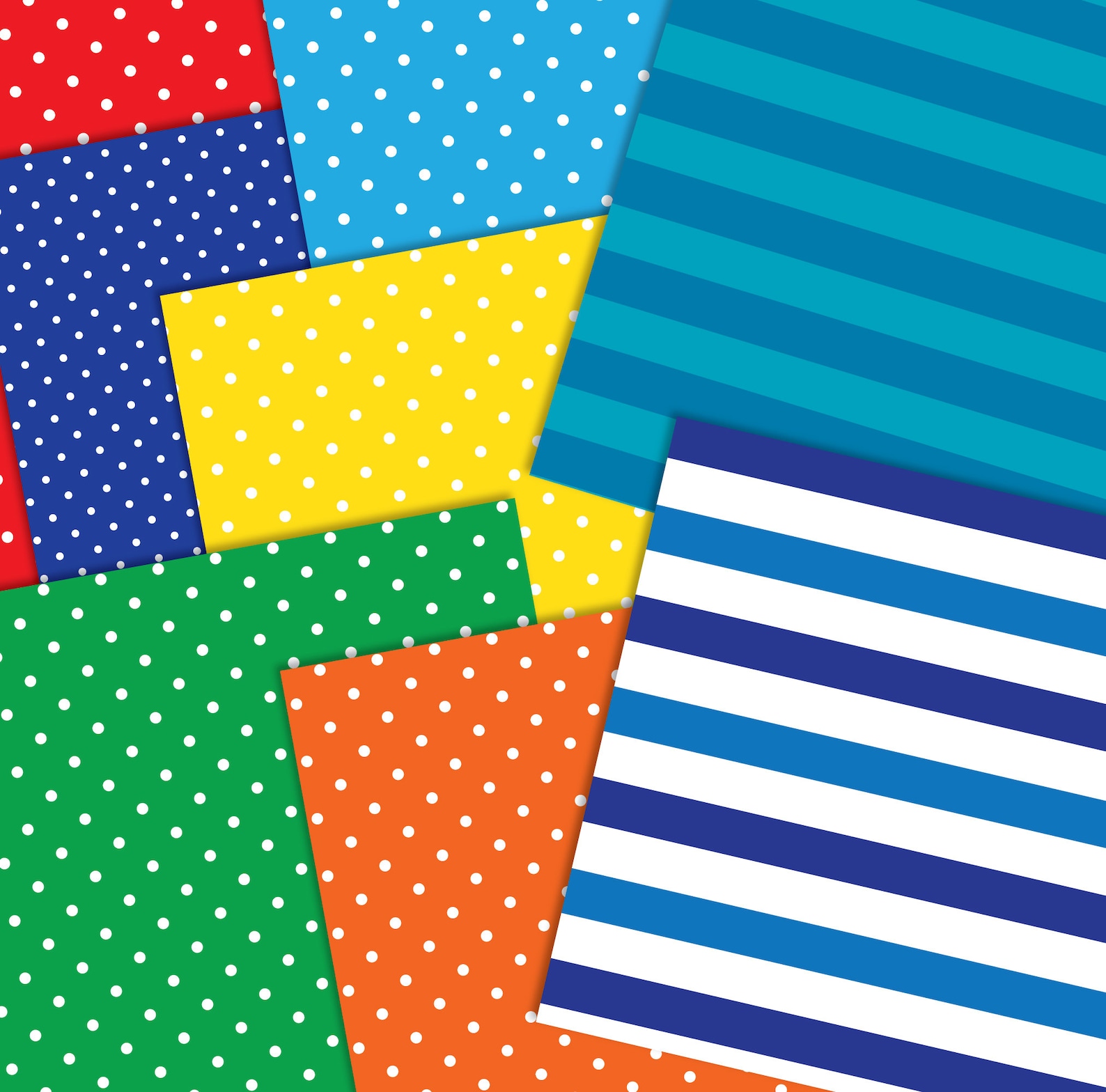 Primary Colors Digital Paper Pack, Polka Dots Digital Papers, Colorful ...