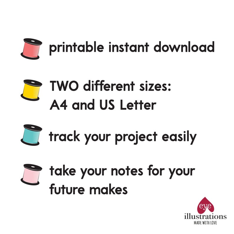 Sewing Project Planner, Printable Sewing Checklist , 2 Pages JPG ...