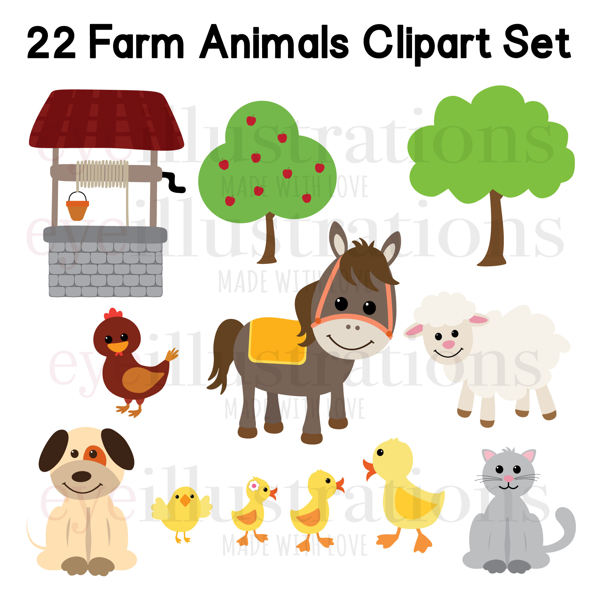 Farm Animals Clipart Set for Personal and Commercial Use - Etsy