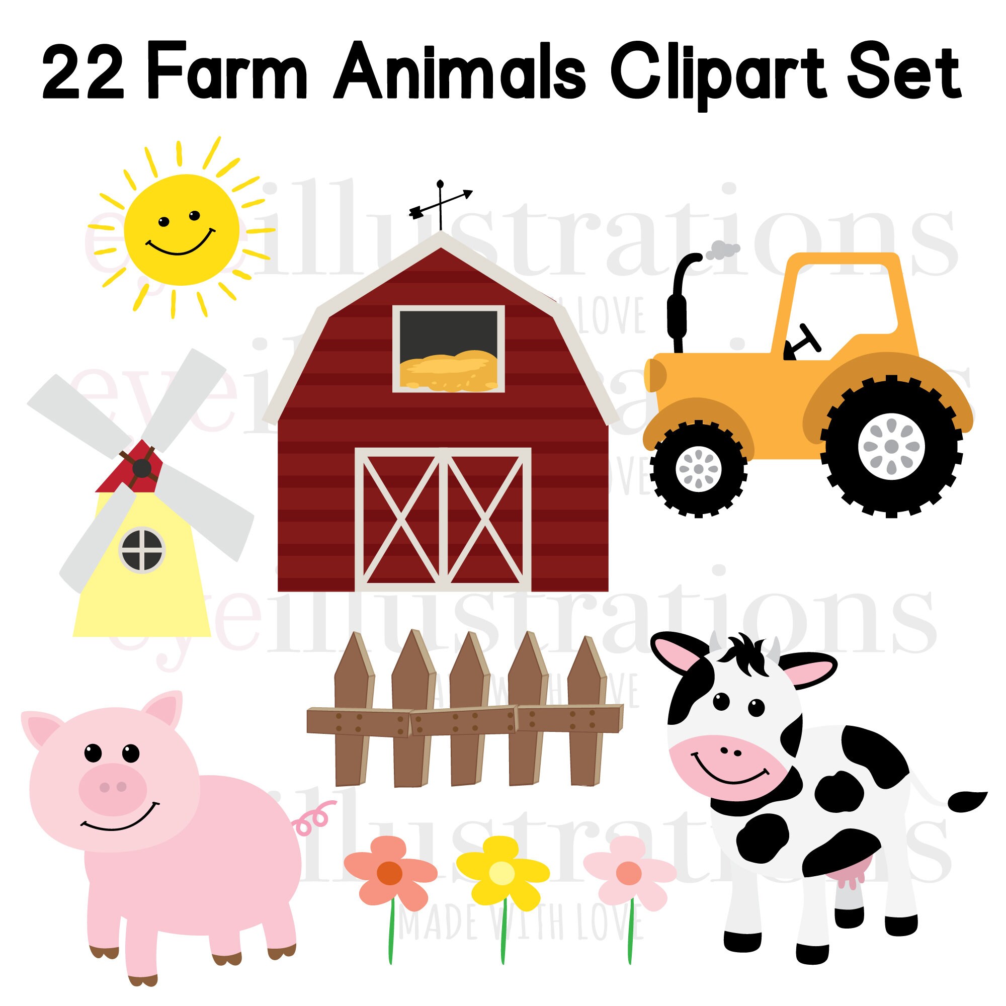 Farm Animals Clipart Set for Personal and Commercial Use - Etsy