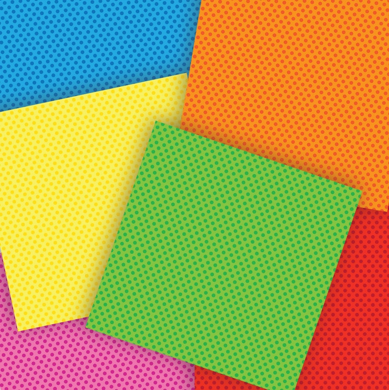 Primary Color Combination Digital Paper Pack Polka Dots - Etsy