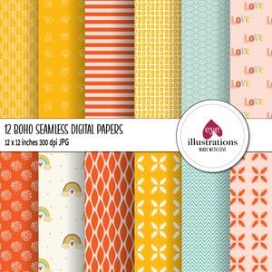 12 Boho Seamless Digital Papers Cute Boho Seamless Patterns - Etsy