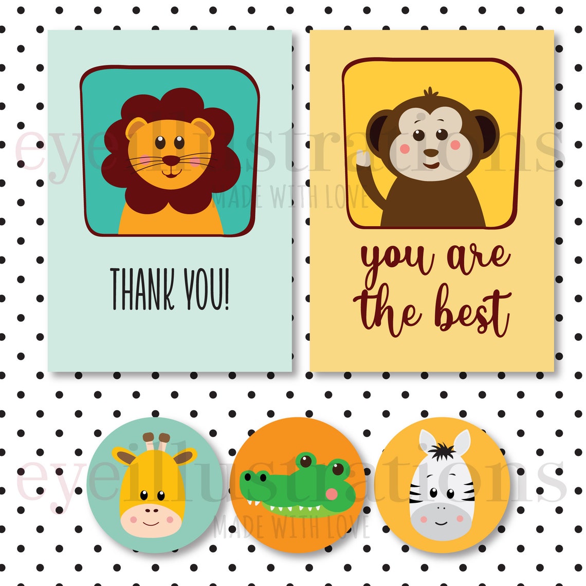 Safari Animals Clipart Set PNG, Wild Animals Including Lion, Crocodile ...