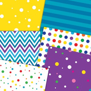 Primary Colors Digital Paper Pack, Polka Dots Digital Papers, Colorful ...