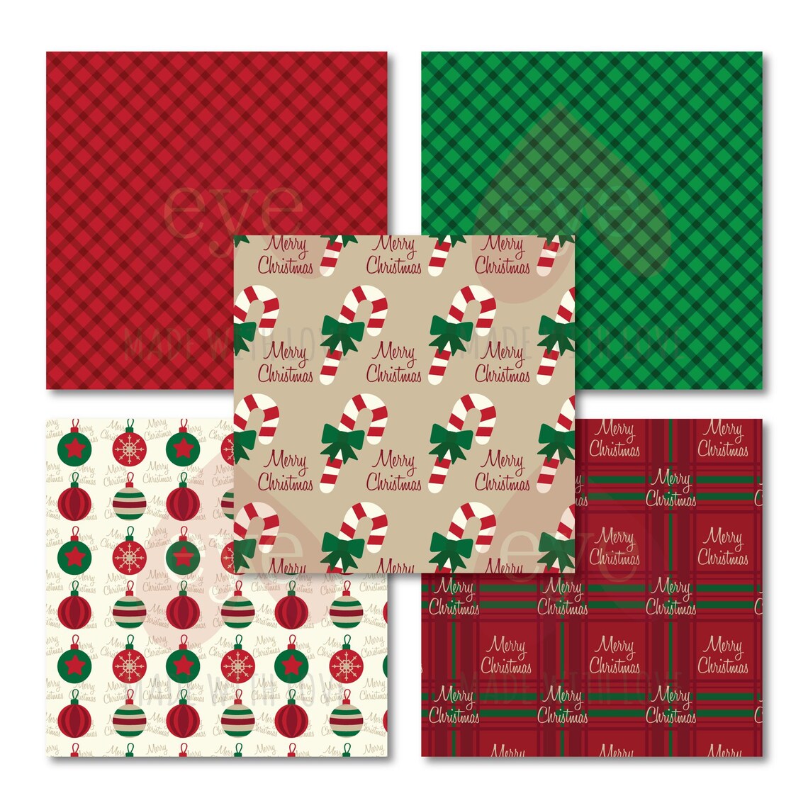 Traditional Colors Christmas Seamless Pattern Digital Papers for ...