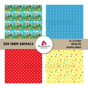 Farm Animals Digital Paper: Seamless Patterns (digital Download) - Etsy