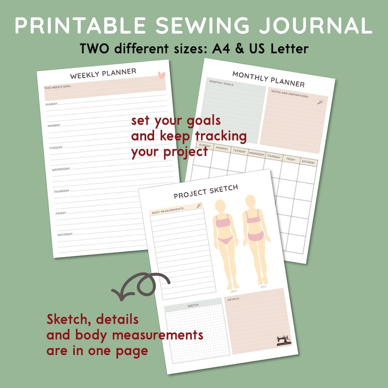 Printable Sewing Project Planner: Fabric, Pattern & Equipment Inventory ...