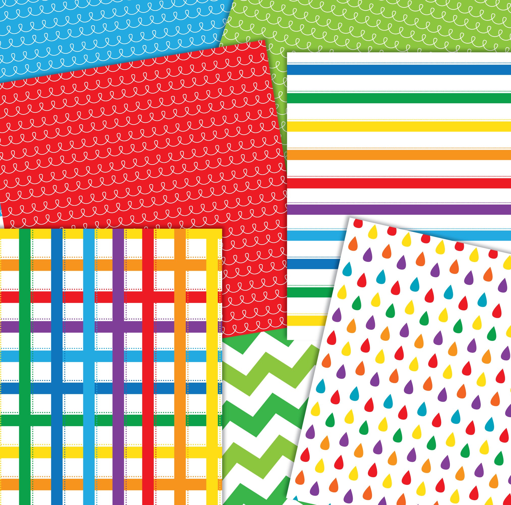 Primary Colors Digital Paper Pack, Polka Dots Digital Papers, Colorful ...