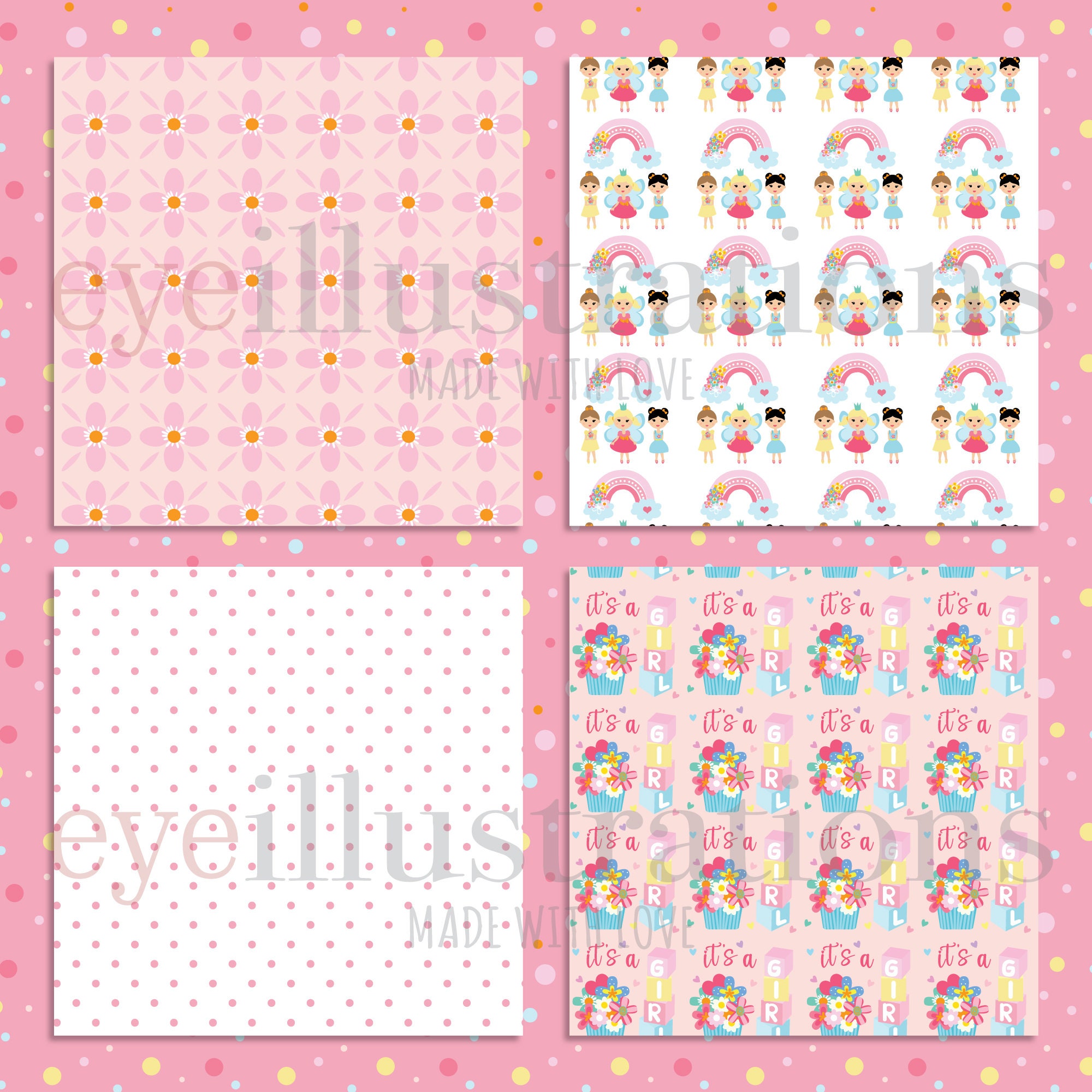 Baby Girl Patterns, Little Girl Seamless Pattern, Floral Baby Girl ...