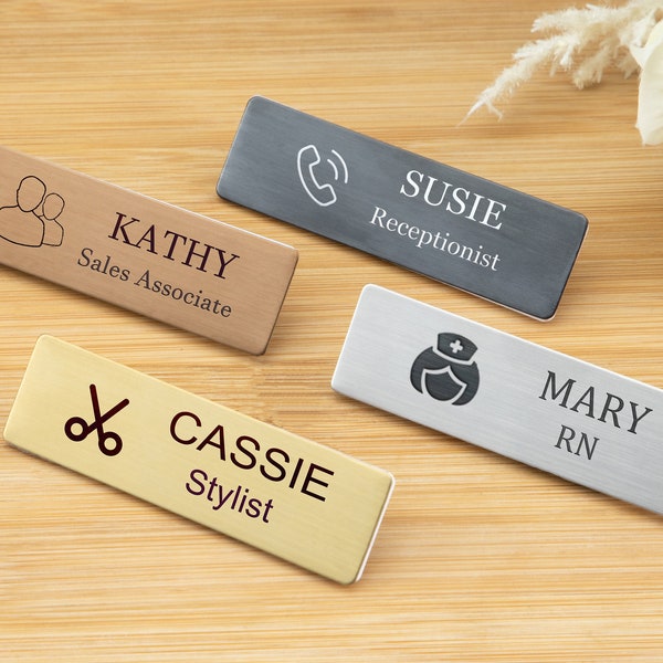 Magnetic Name Tag With Logo - Etsy
