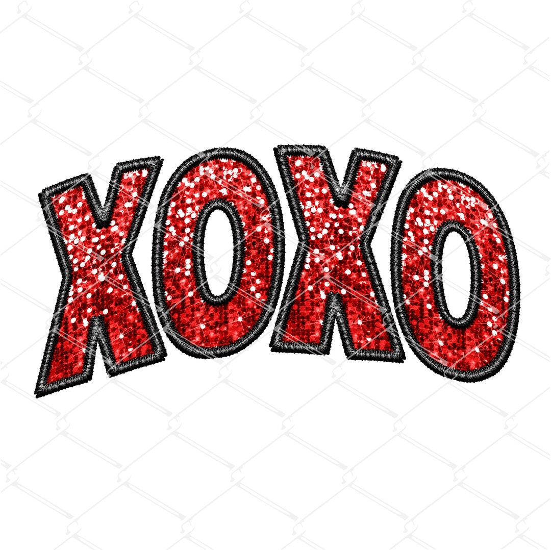 XOXO PNG, Faux Embroidery Sequin Png, Red XOXO Valentines Png, Xoxo Varsity Sublimation Design ...