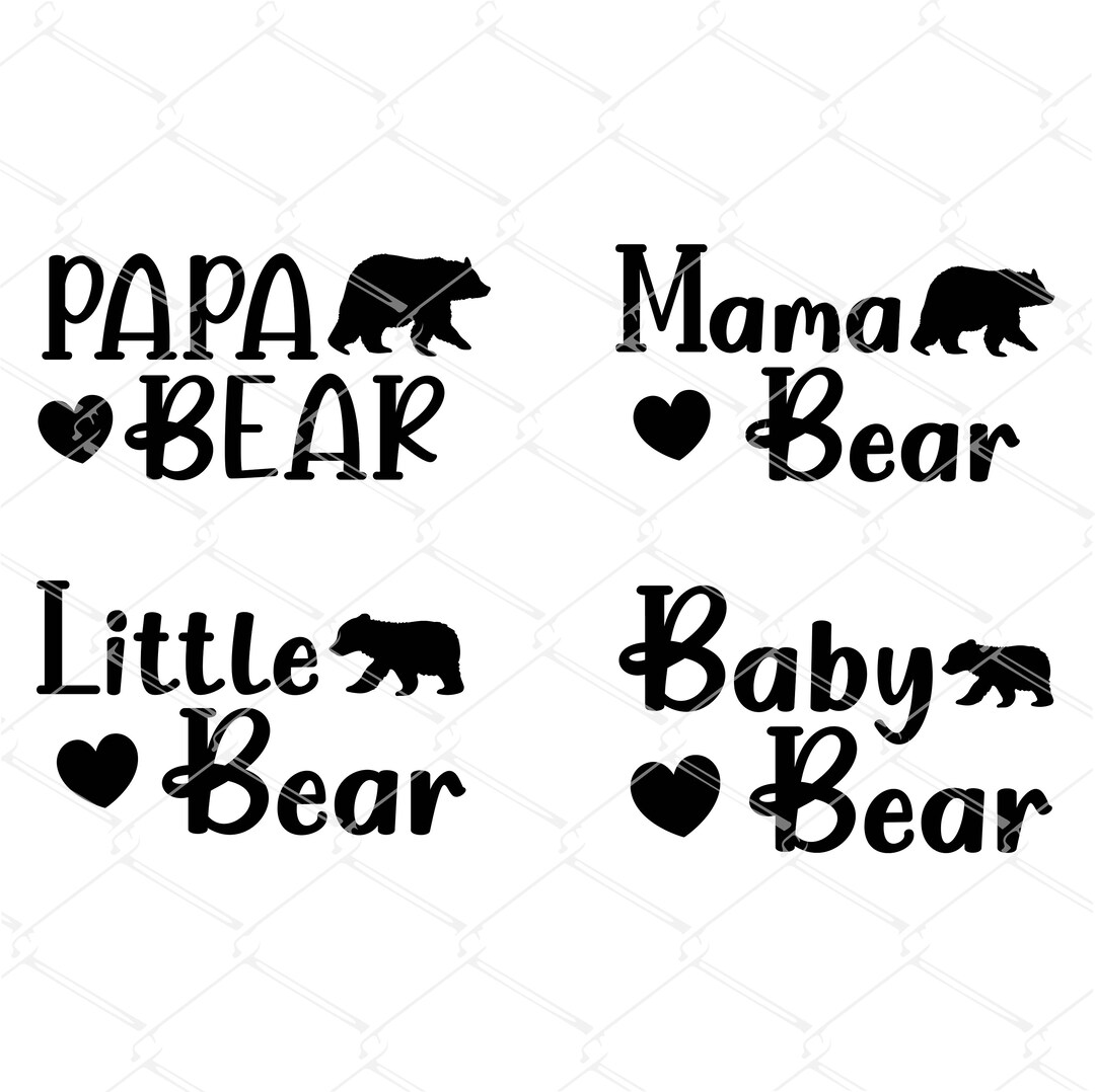 Bear Family Bundle SVG PNG, Papa Bear Svg, Brother Bear Svg, Sister ...
