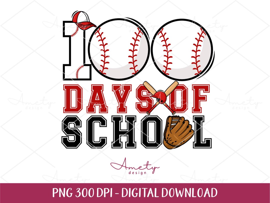 100 Days of School PNG, 100 Days of School Baseball Png, Baseball ...