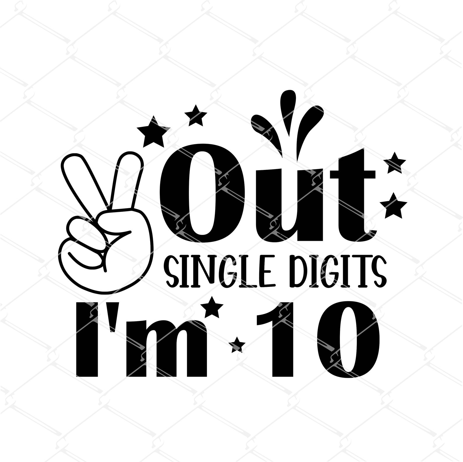 Peace Out Single Digits 10th Birthday SVG, Tenth Kids Birthday (digital ...