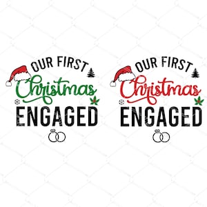 Our First Christmas Engaged Bundle SVG PNG, Christmas Couple Matching T ...