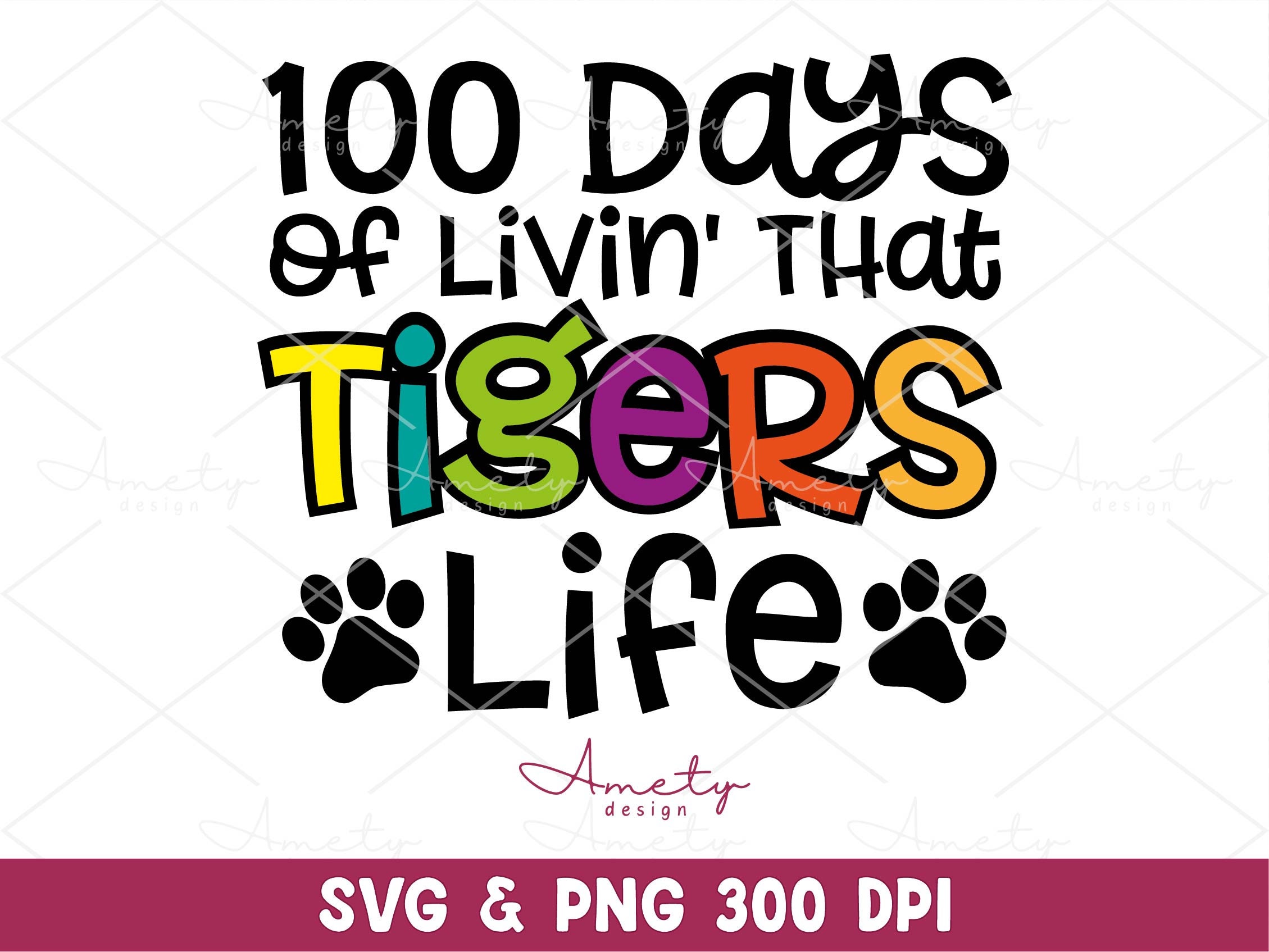 100 Days of Tigers Life SVG PNG, School Cut Files - Etsy