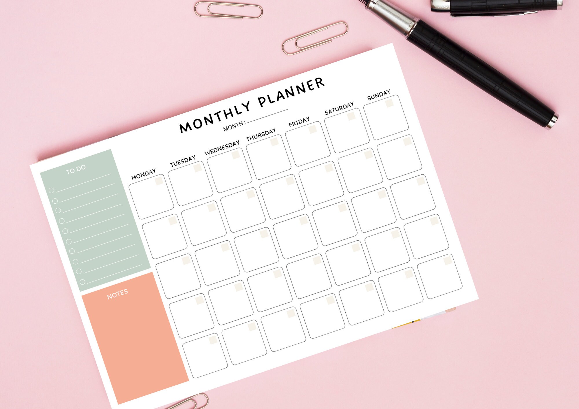 Printable Monthly Planner, A4, Simple Minimalist Design, Pastel Colors ...