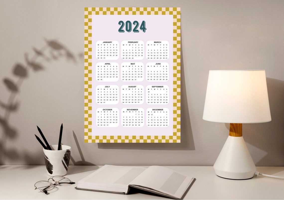 Printable 2024 Wall Calendar, 2024 Printable Calendar, A4 Size ...