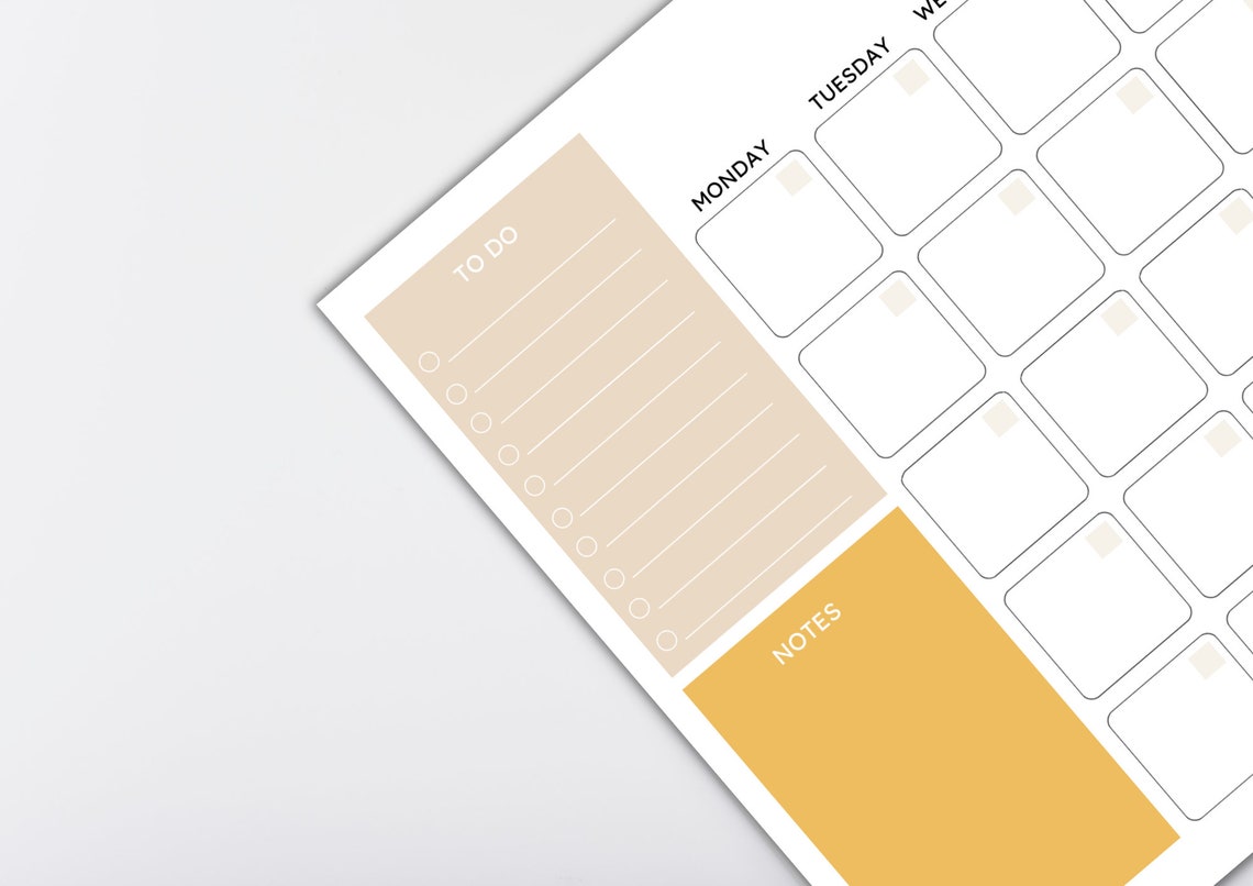 Printable Monthly Planner, A4, Simple Minimalist Design, Pastel Colors ...