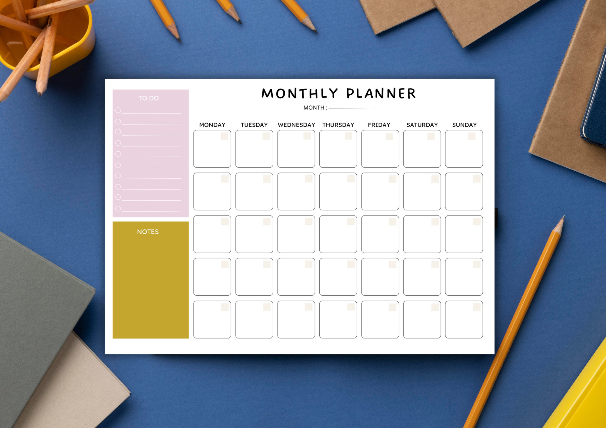 Printable Monthly Planner, A4, Simple Minimalist Design, Pastel Colors ...