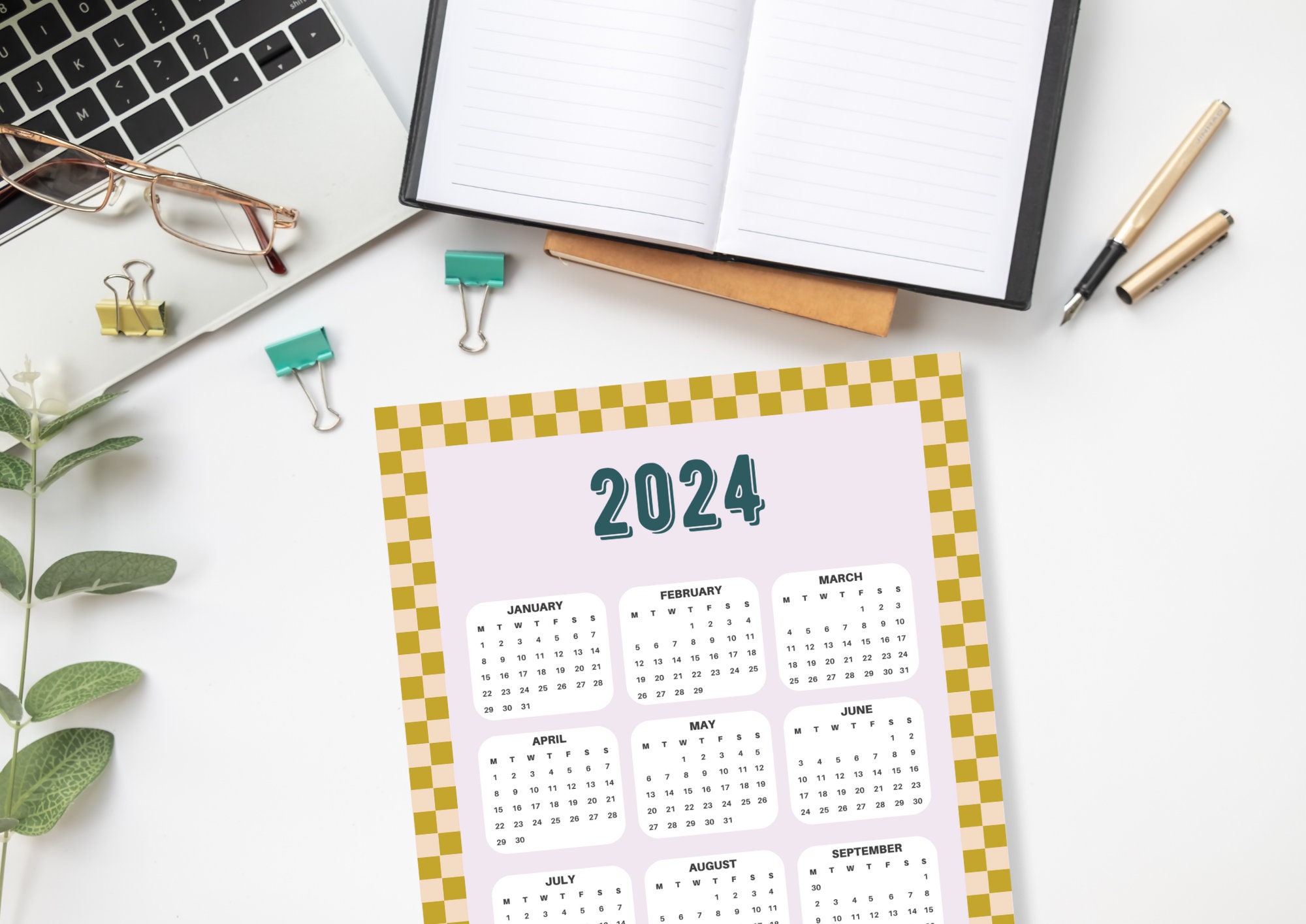 Printable 2024 Wall Calendar, 2024 Printable Calendar, A4 Size ...