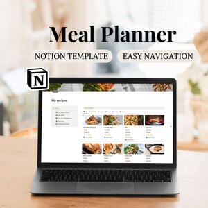 Notion Meal Planner Template Digital Recipe Book Notion Grocery List Organizer Kitchen Shopping ...