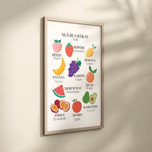 Te Reo Māori Fruit Educational Poster. Ngā Hua Rākau. Te Reo Maori ...