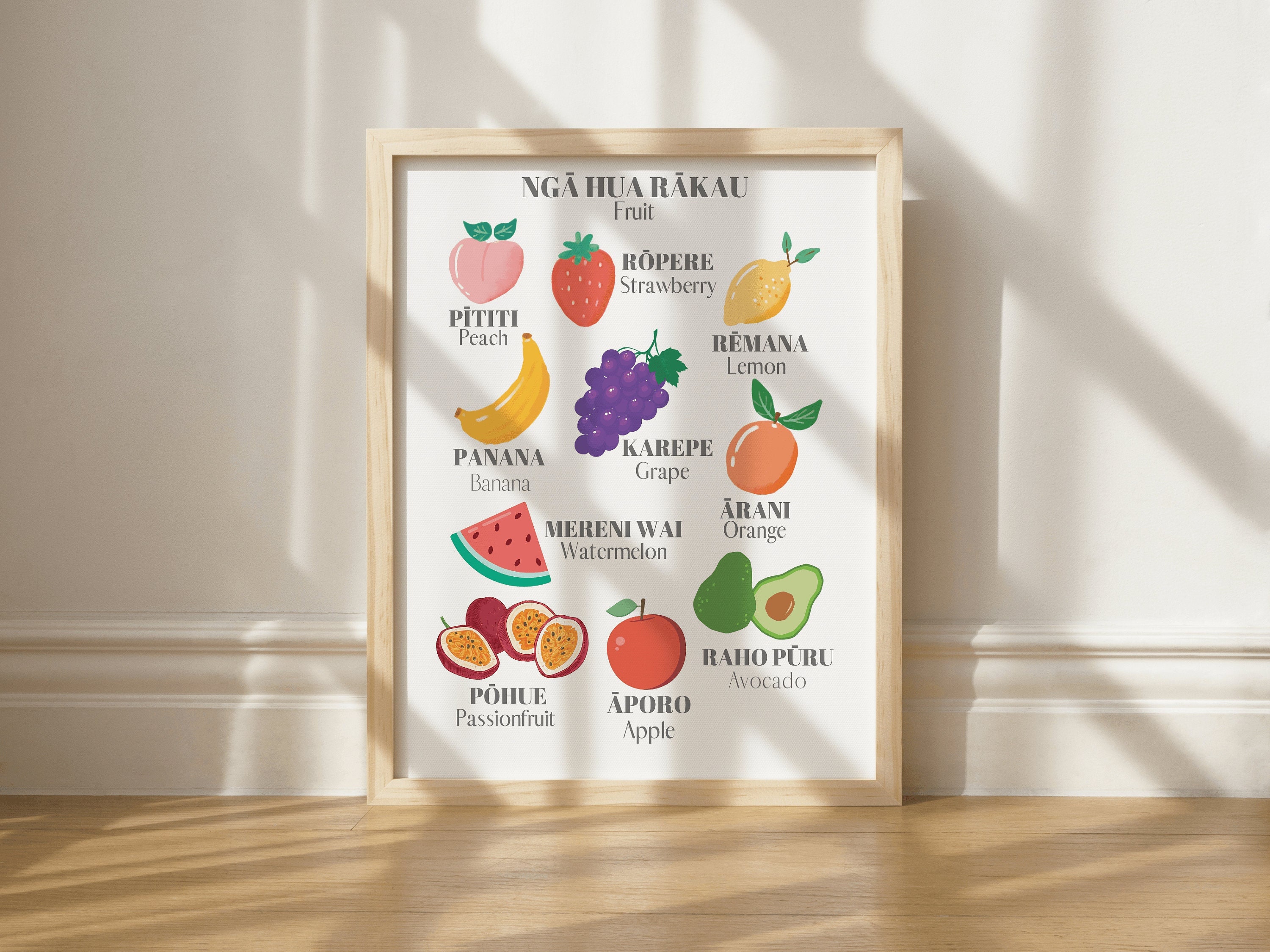 Te Reo Māori Fruit Educational Poster. Ngā Hua Rākau. Te Reo Maori ...