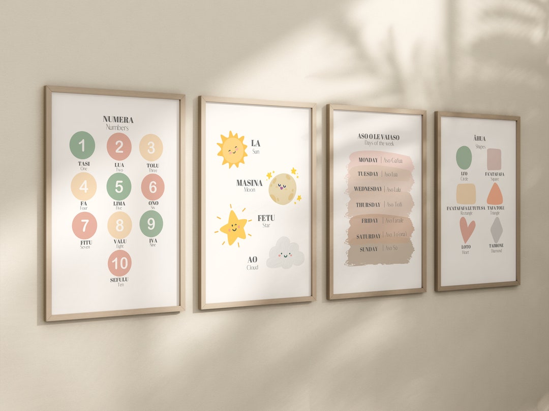 Set of 4 Samoan Educational Posters for Kids. Samoan Kids Wall Art ...