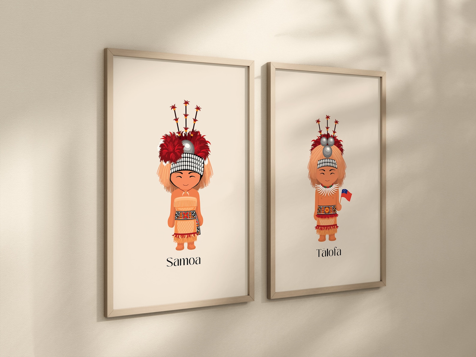 Samoan Kids Art Prints: Traditional Dress, Set of 2 (digital Download ...