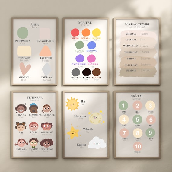 Set of 6 Te Reo Māori Educational Posters. Māori Kids School - Etsy ...