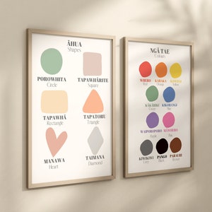 Te Reo Maori Colours and Shapes Educational Posters for Kids. - Etsy
