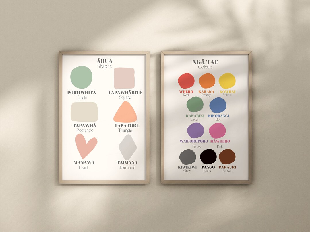 Te Reo Maori Colours and Shapes Educational Posters for Kids. Instant ...