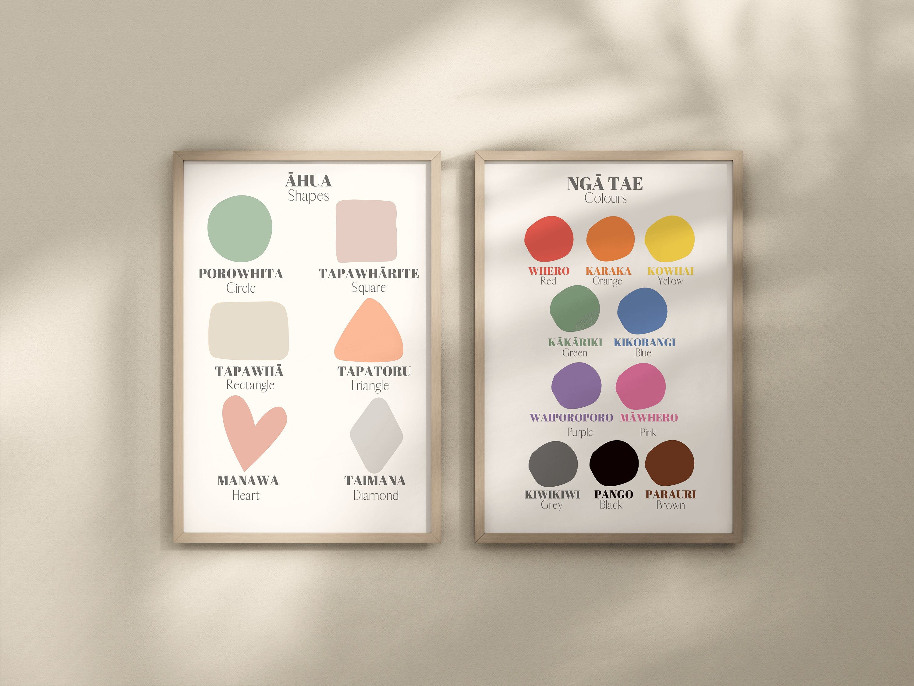 Te Reo Maori Colours and Shapes Educational Posters for Kids. Instant ...