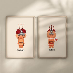 Samoan Kids Art Prints: Traditional Dress, Set of 2 (digital Download ...