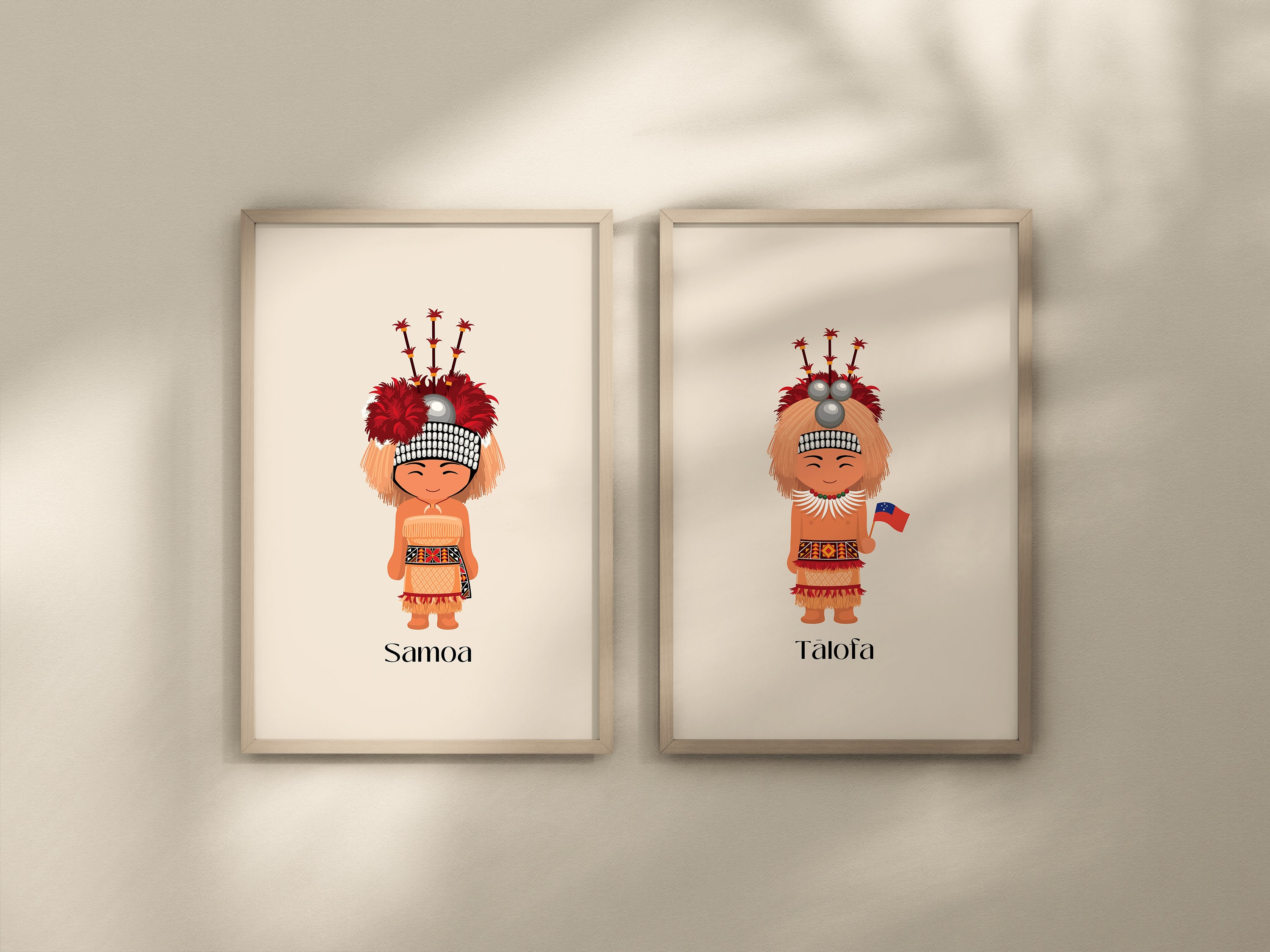 Samoan Kids Art Prints: Traditional Dress, Set of 2 (digital Download ...