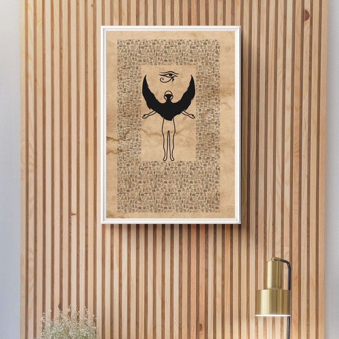 Eye of Horus Print | Winged Figure Art, Divine Protection Decor - Etsy