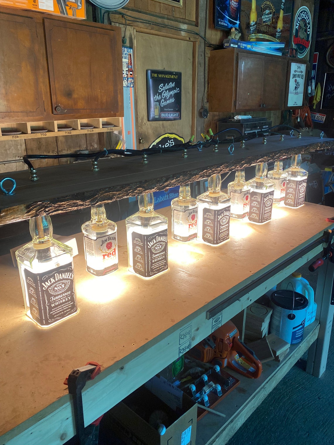 9 Liquor Bottle Hanging Light - Etsy