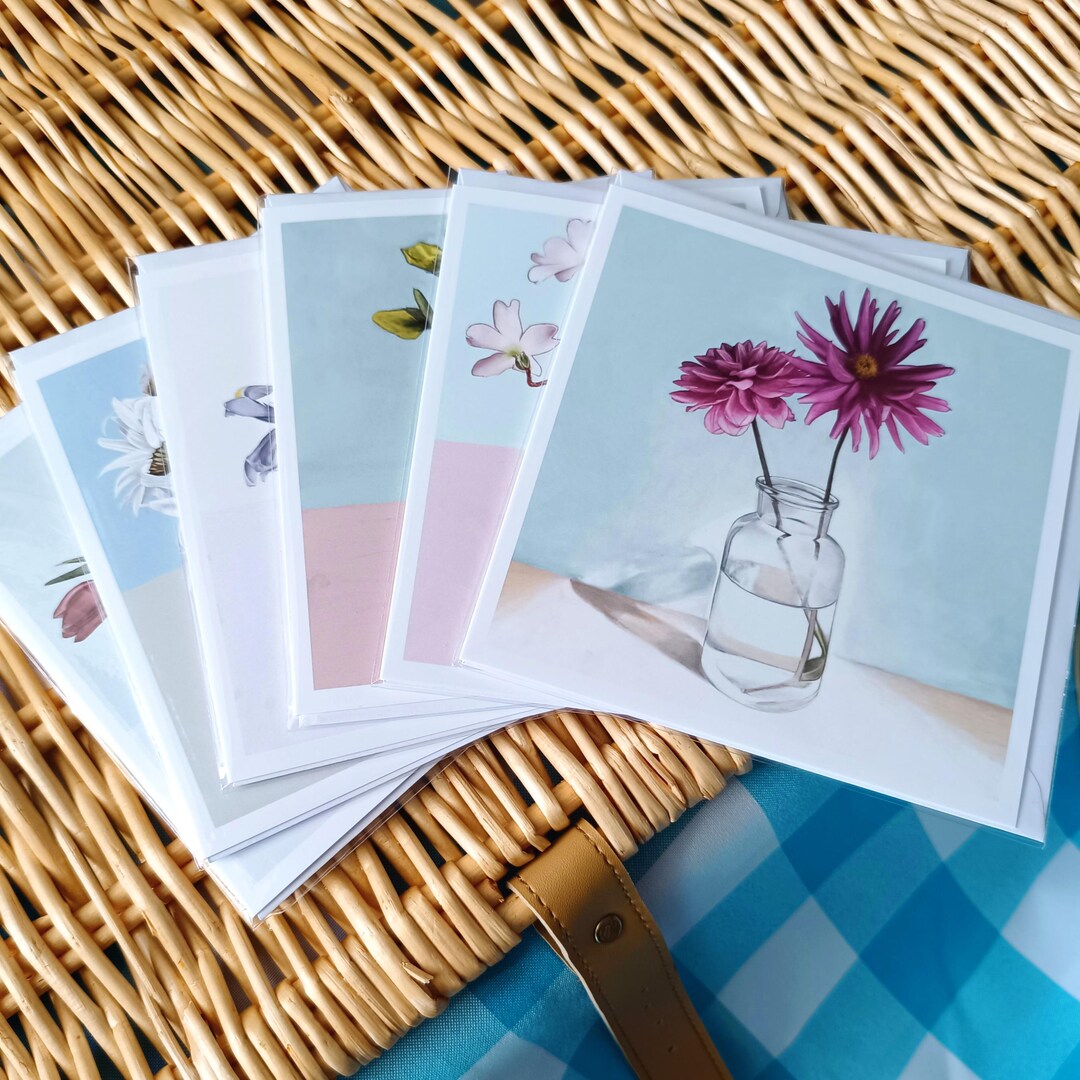 Floral Greetings Cards. Set of 6 Hand Painted Greetings Cards. Unique ...