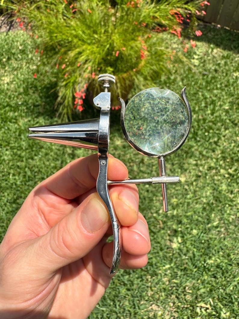 Antique Speculum RARE With Magnifying Glass Tweezers and Original Box ...