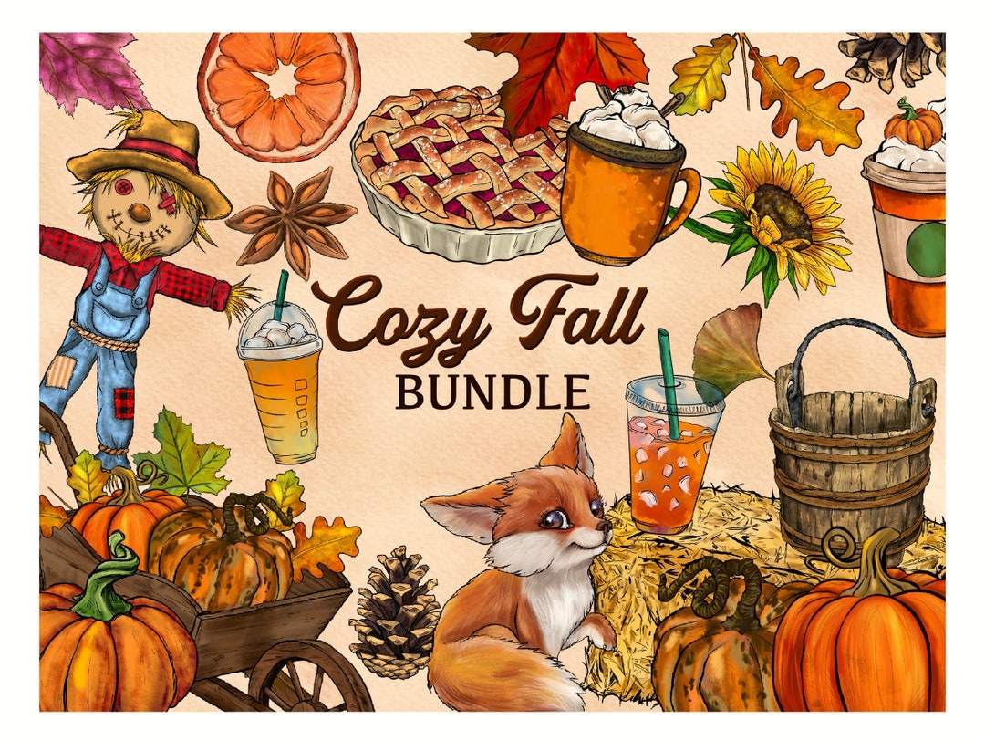 Cozy Fall Bundle Fall Clipart Bundle Cozy Autumn Png - Etsy