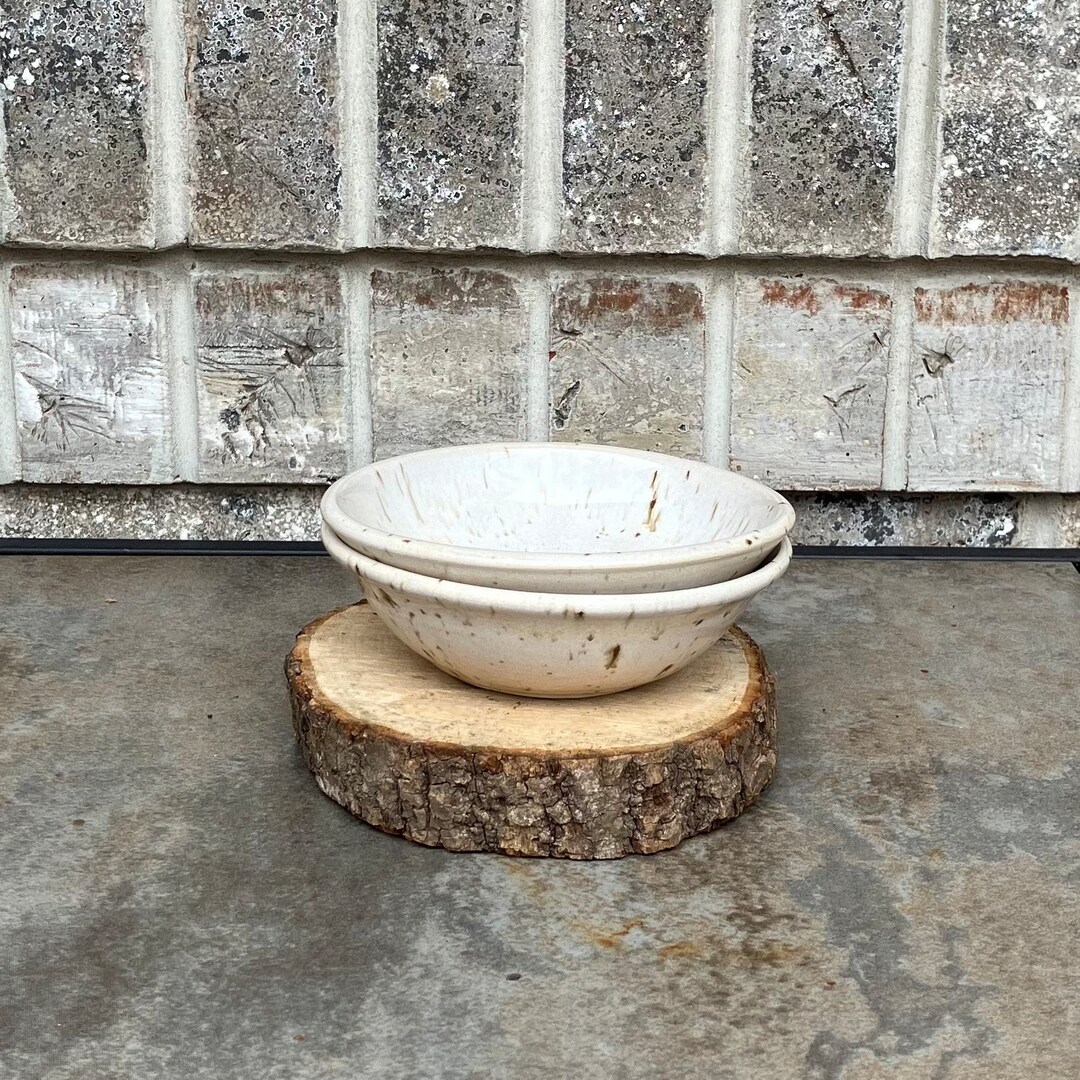 Set of 2 Sauce Spice Dipping Appetizer Dip Bowls Speckled Cream ...