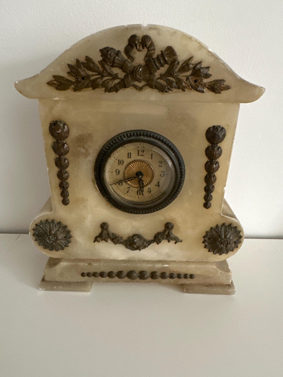 Antique French Alabaster Mantle Clock - Etsy